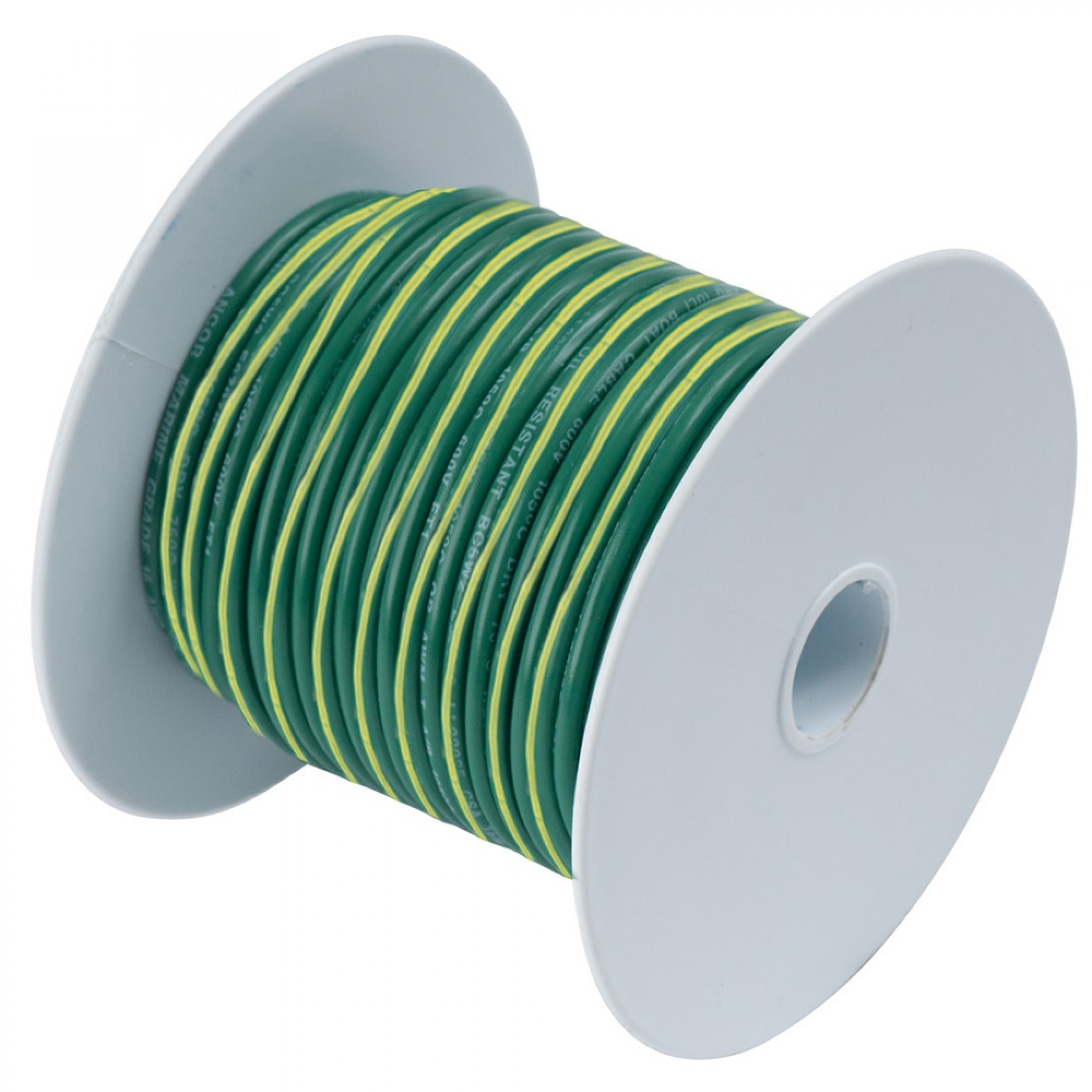 Ancor Green w/Yellow Stripe 10 AWG Tinned Copper Wire - 25' | Marine Master